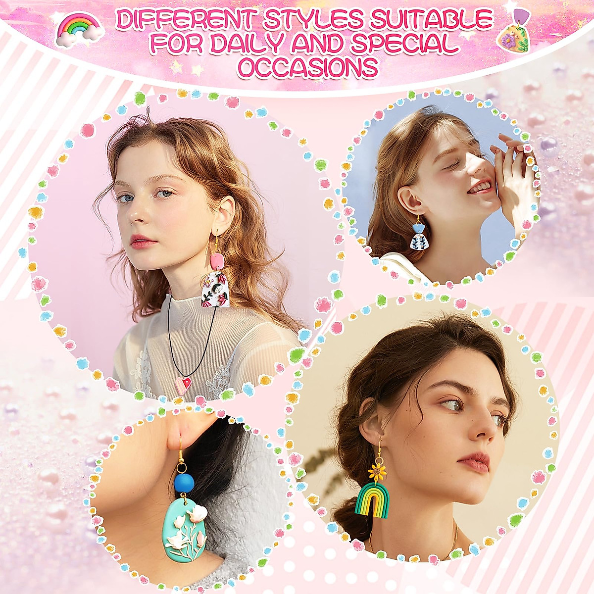 CGBOOM 527Pcs Polymer Clay Earring Making Kits,3 in 1 Clay Earring and Bracelet Making Kit, Jewelry Making Tools for Adults and Kids, Present for Girls,Teens and Adults