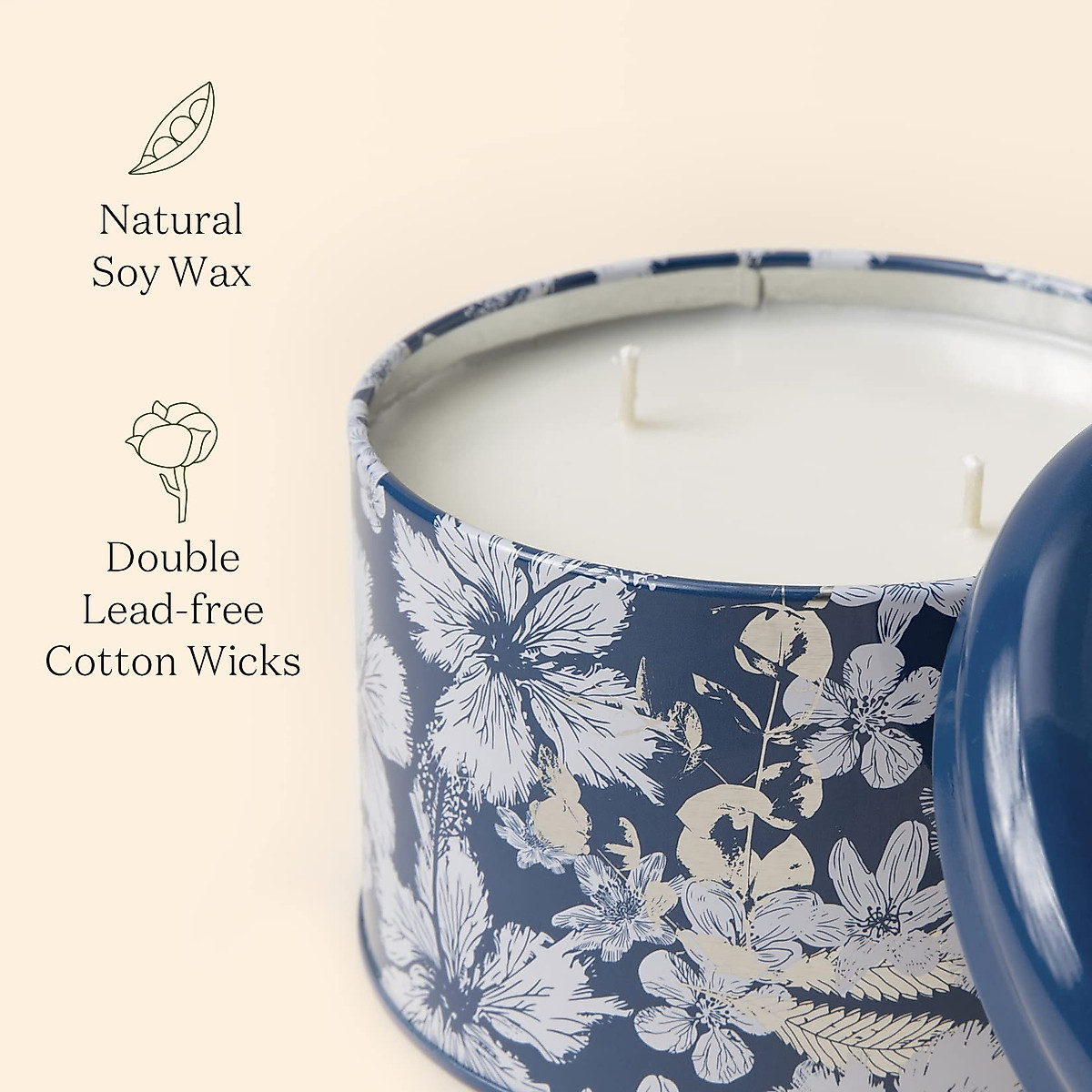 LA JOLIE MUSE Shore Breeze & Sage Scented Candle, 14.1 oz Large Candles Gifts for Women, 2 Wicks Candle for Home Scented, 50 Hours Long Burning