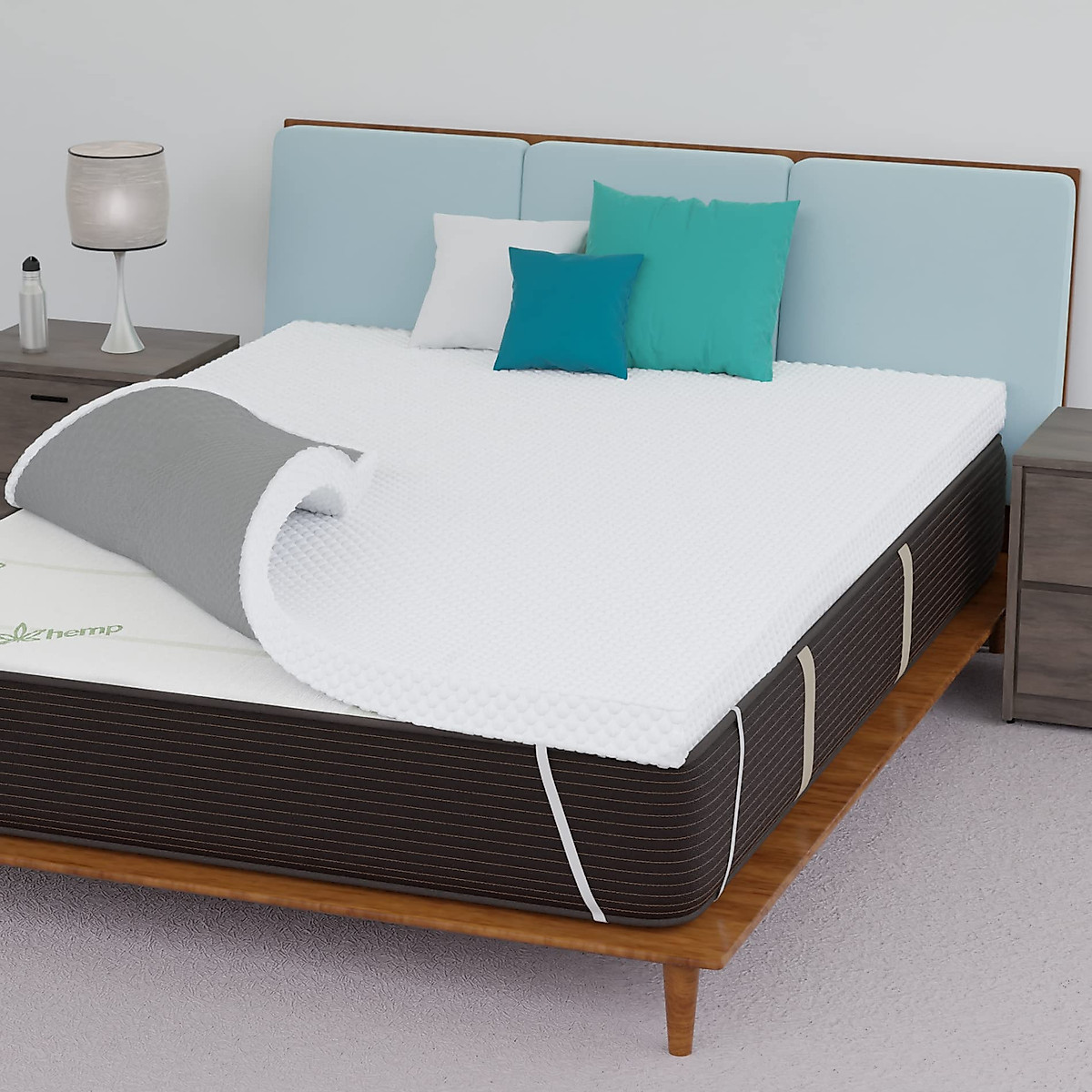 ZenWave 3" King Size Gel Memory Foam Mattress Topper, Washable Cover, Infused with Calming Hemp Extract, CertiPUR-US Certified