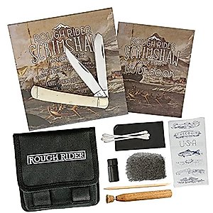 S.S. Folding Knives Scrimshaw White Bone Open Folding Pocket Knife Design Tools Kit Set 1579 Outdoor Survival Hunting Knife for Camping by Survival Steel