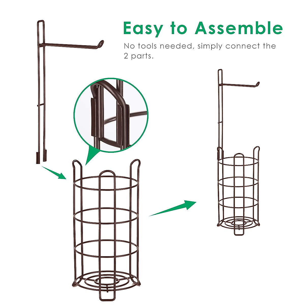 TomCare Toilet Paper Holder Toilet Paper Stand and Dispenser for 4 Mega Rolls Metal Wire Free-Standing Toilet Tissue Paper Roll Storage Shelf Bathroom Accessories Storage Organizer Bronze