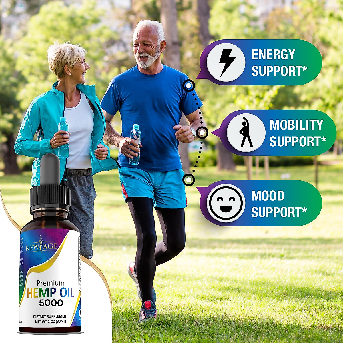 NEW AGE Hemp Oil - All Natural Grown and Made in The USA! (5000 (Pack of 2))