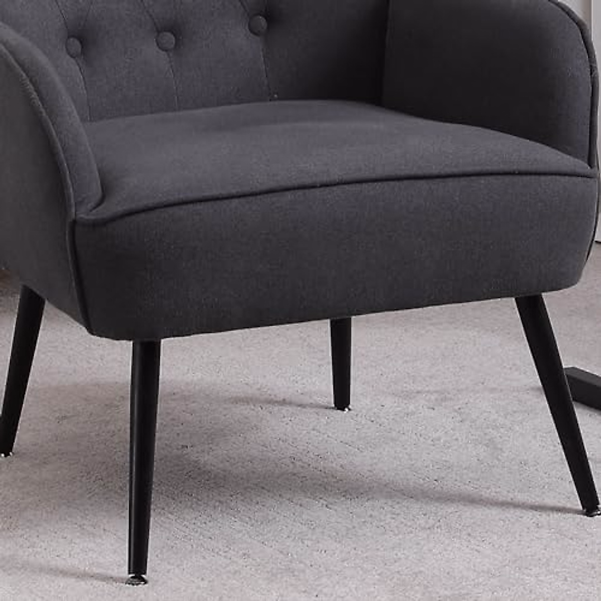 RIDFY Modern Mid Century Chair,Velvet Sherpa Armchair,Accent Chair with Metal Legs,Upholstered Single Sofa Side Chair for Living Room,Bedroom,Office,Teens,Women,Girls,Easy Assembly (Dark Gray)