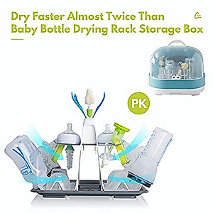 CAREBABYMORE High Capacity Drying Rack with 5pcs Brushes, Deluxe Countertop Drying Rack, Universal Drying Station, Baby Bottle Drying Rack with Bottle Brushes, Cup and Bottle Drying Rack, White