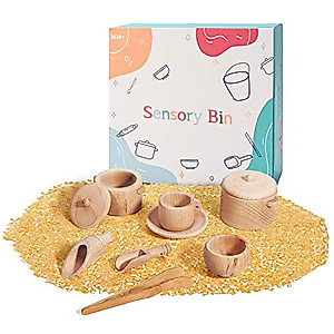 MONT PLEASANT Sensory Bin Toys for Toddlers Montessori Toys, Waldorf Toys, Pretend Play Dish and Tongs- Fine Motor Learning Toys for Sensory Table Activities