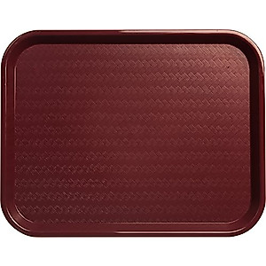 Carlisle FoodService Products Cafe Plastic Fast Food Tray, 14" x 18", Burgundy, (Pack of 12)