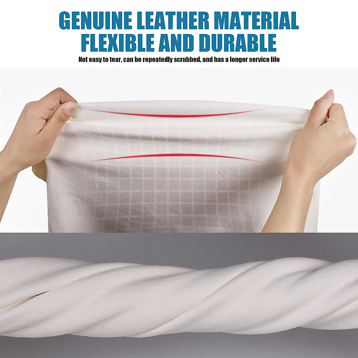 UGSHY 2 PCS 15" x 23" Chamois Drying Towel for Car, Super Absorbent Reusable Shammy Towel, Lint Free Natural Chamois Car Wash Cloth (White)