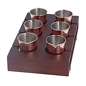 VTOSEN 6pcs Moscow Cocktail Cup, Useful Copper Plated Mule Mug, Stainless Steel Cocktail Mug Set with Storage Holder, for Home Party (100ml)