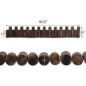 Worth Garden Log Rolls Wooden Short Fence Border - 6.5 in. H x 47 in. L Burnt Wood Finish Outdoor Garden Lawn Landscape Edging Flexible Decorative Heavy-Duty Tree Fence Border - Yard Maintenance