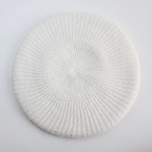 AICHUAN Womens Winter Beret Hat, Angora Wool Knit French Hat Warm Casual Slouchy Beanie Cap (White)