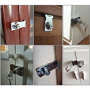 4 Pack Keyed Hasp Latch Lock 4 x 1-5/8 inch Twist Knob Keyed Locking Hasp for Small Doors, Drawer, Cabinets and More, Stainless Steel Chrome Plated Hasp Lock with Keys