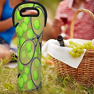 Single Bottle Wine Gift Tote Carrier Tennis Rackets Balls Neoprene Wine Tote Bags Holder Cooler Wine Gift for Women Men