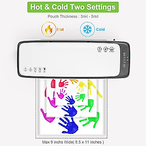 Laminator Machine with Laminating Sheets A4 Portable Thermal Lamination 9-Inch Laminate for Personal Office School Home Use, 6 in 1 Laminater Quick Warm Up Never Jam