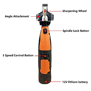 EYSENC Wireless Chainsaw Sharpener, Electric Handheld Chainsaw Sharpening Kit High-Speed Chainsaw Chain Sharpener Electric Tool and 3 Sizes High Hardness Diamond Chainsaw Sharpener Orange