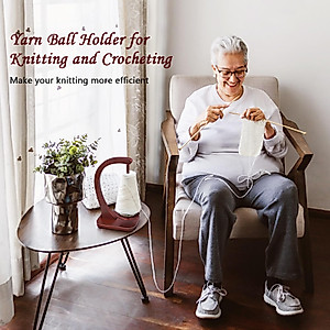 JUCPASH Yarn Ball Holder for Knitting and Crocheting, Wooden Yarn Spinner with Magnetic Metal Twirling Mechanism and Anti-Slip Pads, Crochet Gift for Knitting Lovers