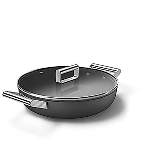 SMEG 8 PC Non Stick Cookware Set Black, 3 QT Sauce pan w/lid, 4 QT Deep Pan, 9.5" Fry Pan, 11" Fry Pan, 5 Qt Casserole