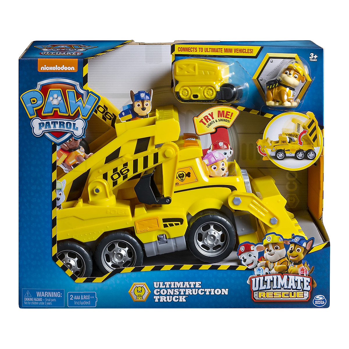 Paw Patrol, Ultimate Rescue Construction Truck with Lights, Sound and Mini Vehicle, for Ages 3 and Up
