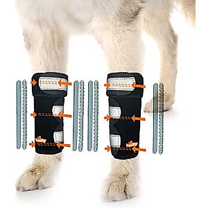 NeoAlly - 3-in-1 Dog Splint Front Leg Support, Front Leg Brace with Rigid and Spring Inserts, Dog Leg Sleeve for Pet Mobility, Stability, & Protection, With Reflective Straps, L-XL, 1 Pair