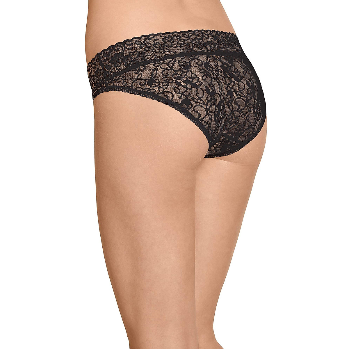 Jockey Women's Underwear Allover Lace Bikini, Black, XL