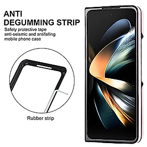 Case for Samsung Galaxy Z FOLD 3 5G,Luxury PU Leather + Hard PC Ultra Thin Slim Durable Protective Shockproof Phone Cover with Ring for Samsung Galaxy Z FOLD 3 5G(Pink)