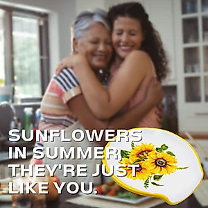 Sunflower Kitchen Decor - Sunflower Spoon Rest, Ceramic Spoon Rest for Stove top | Large Spoon Rest for Kitchen Counter | Farmhouse Kitchen Utensil Holder Spoon Holder | Sunflower Gifts for Women