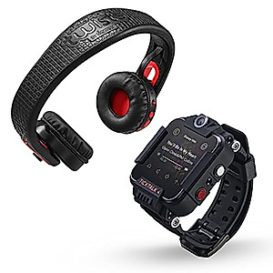 TickTalk Black 4 Kids Smartwatch with Black Twists Headphones Bundle (Red Pocket on at&T's Network)