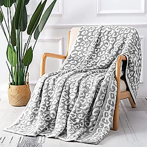 Leopard Throw Blanket Lightweight Cozy Bed Blanket Soft Throw Blanket fit Couch Sofa Suitable for All Season/Gray