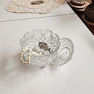 Crystal Candy Dish Small Glass Jar Set with lid Sugar Bowl Cookie Jar Jewelry Dish Container for Home Kitchen Office Bathroom 3 Pcs