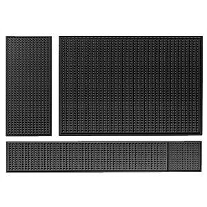 WANGCHAO Bar Mat Set Rubber Bar Service Spill Mat 3-Pack Dish Drying mat Bar mat for Cocktail Bartender and Counter Top (Black 18" x 12"x0.4"+23" x 3"x0.4"+12" x 6"x0.4")
