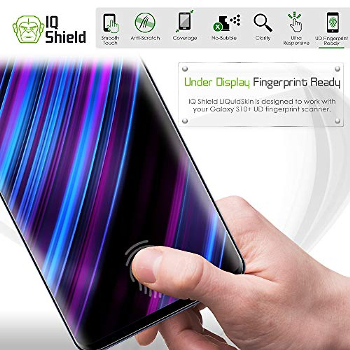 IQShield Screen Protector Compatible with Galaxy S10 Plus (S10+ 6.4 inch)(2-Pack)(Case Friendly) Anti-Bubble Clear TPU Film (NOT Compatible with Verizon S10 5G 6.7)(Works with Fingerprint ID)