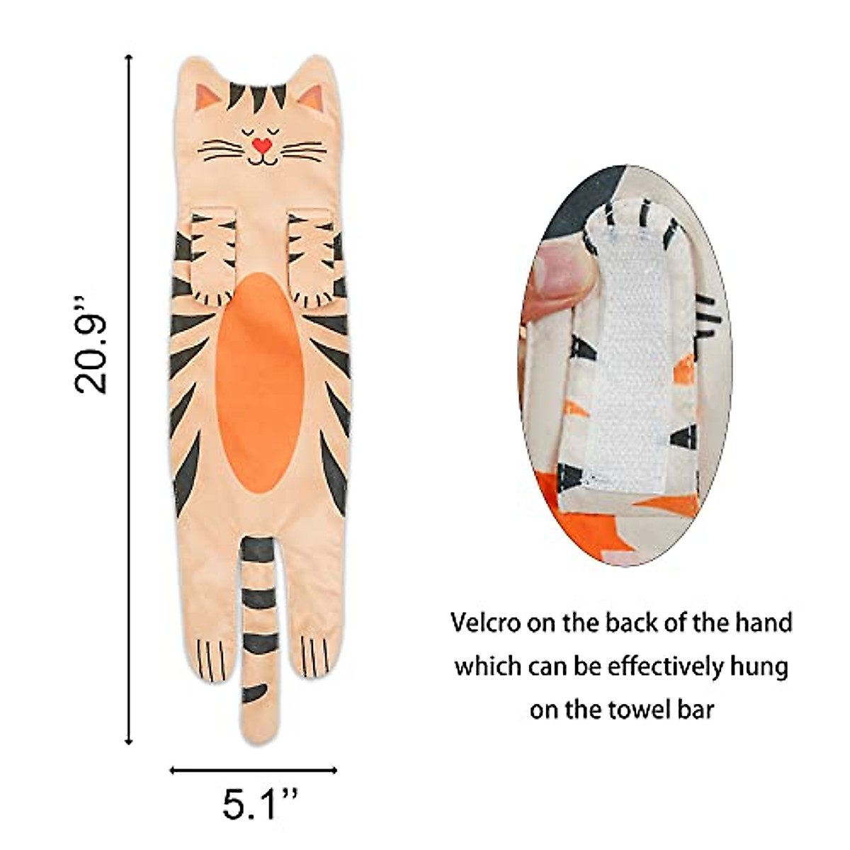 Dancenser Cute Cat Hand Towel, Cat Gifts for Cat Lovers, Cat Decor for Home, Funny Kitchen Bathroom Towels, Cute Cat Decorative Hanging Washclothes Face Towels, 20.9x5.1in