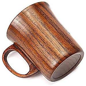 CTIGERS Wooden Coffee Beer Mugs Wood Cup Nature Jujube Mug Handmade Tea Cup with Handle 10 oz / 300ml