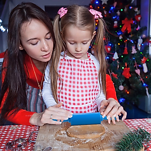 NUOMI Kids Rolling Pins for Baking Playdough 2 Pack Non-Stick Silicone Small Rolling Pins for Home Kitchen,Random Colors