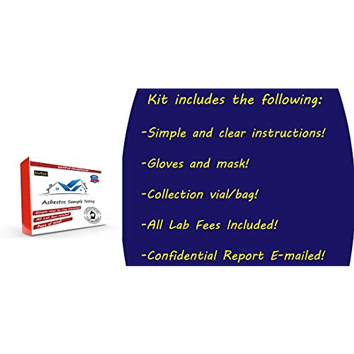 Asbestos Test Kit 1 PK- Includes All Lab Fees - Test Popcorn Ceiling, Tile, Insulation, Adhesive, Mastic, Drywall and Other Materials for Asbestos (72Hr Turnaround)