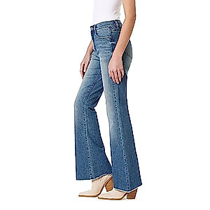 WallFlower Women's Fearless Curvy Super Flare High Rise Insta Vintage Juniors Jeans, Relle, 17
