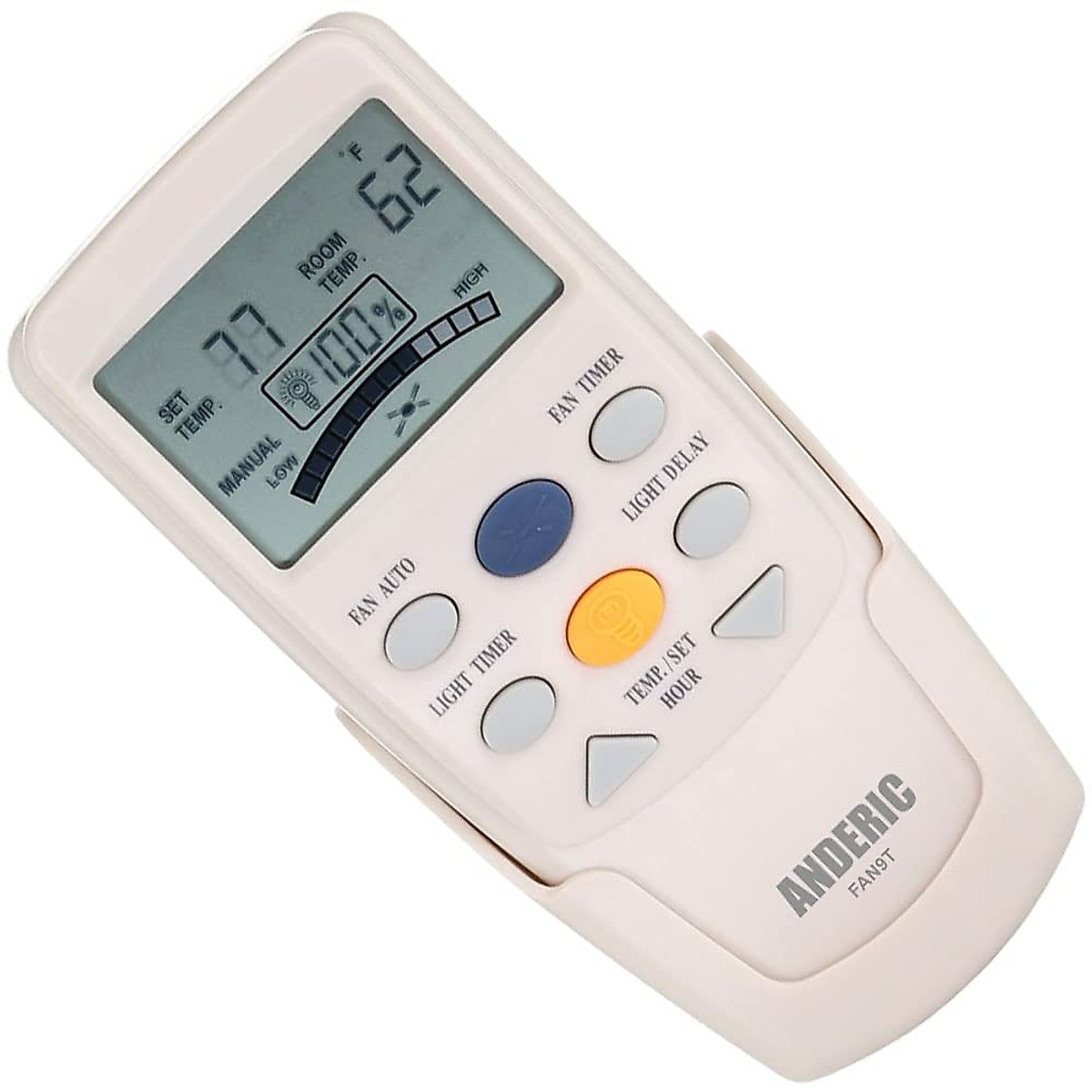 Anderic Replacement FAN-9T with FAN TIMER key Thermostatic Remote Control for Hampton Bay Ceiling Fans - FAN9T (FCC ID: L3HFAN9T, PN: FAN9T)