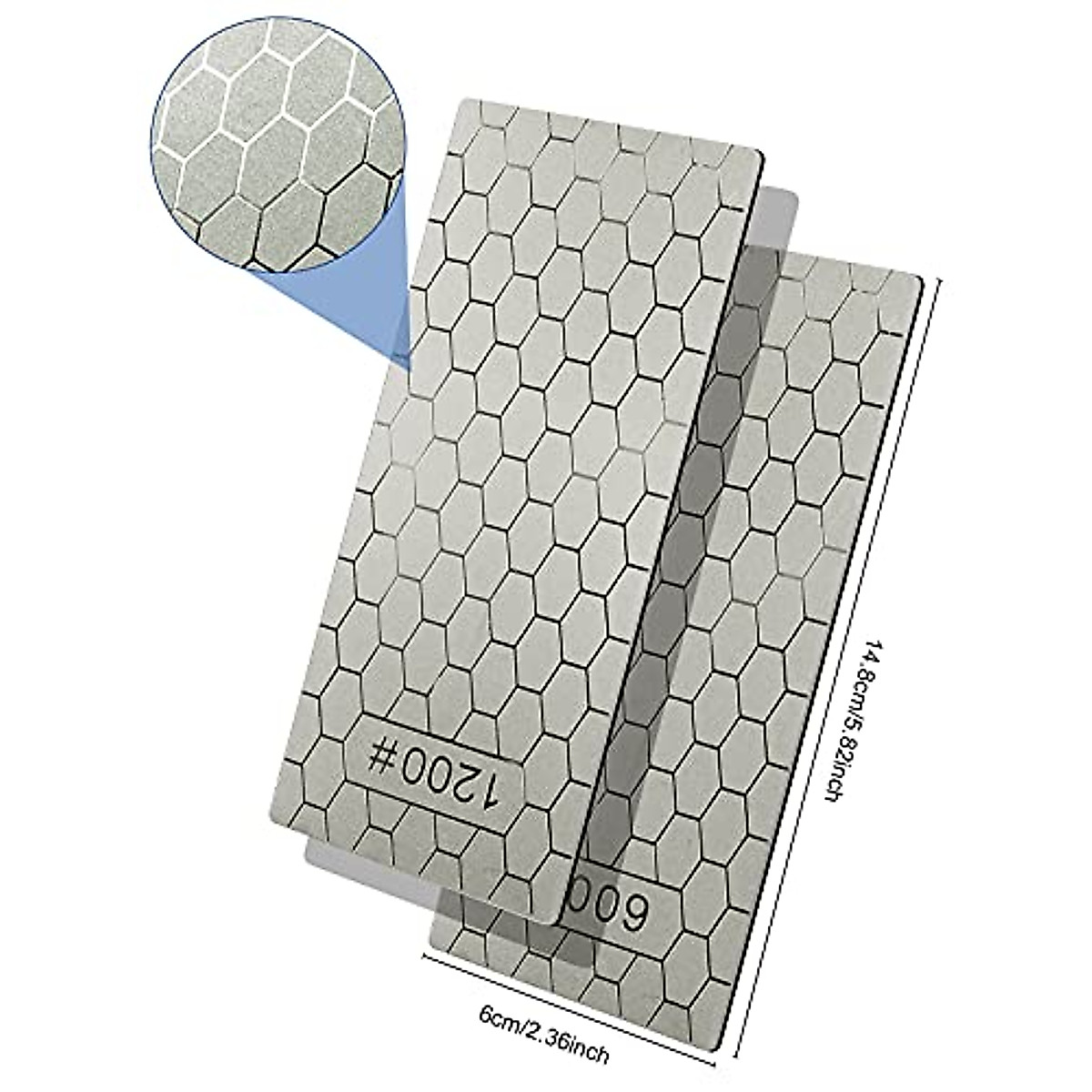 2PCS Diamond Sharpening Stone, Kalolary Knife Sharpener Stone Whetstone Honeycomb Surface Diamond Sharpener Plate with Non-slip Base for Pocket Knives Scissors, Outdoor Kitchen Tools (600/1200 Grit)