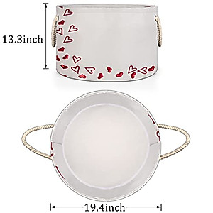 Heart Shape Large Round Baskets for Storage Laundry Baskets with Handles Blanket Storage Basket for Bathroom Shelves Bins for Organizing Nursery Hamper Girl Boy