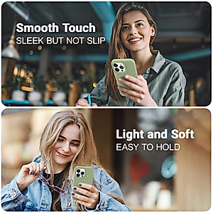 AOTESIER Magnetic for iPhone 13 Pro Max Phone Case, [Compatible with MagSafe][Military Shockproof Protection] Silicone Case with Soft Anti-Scratch Microfiber Lining, 6.7 inch, Tea Green