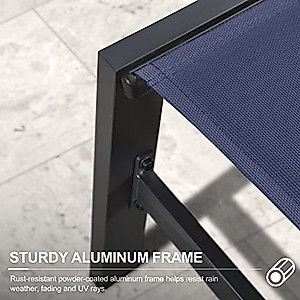 PURPLE LEAF Outdoor Chaise Lounge Set of 2 Aluminum Patio Lounge Chair with Wheels and Side Table Pool Chaise Lounge Chair for Outdoor Backyard Poolside Navy Blue