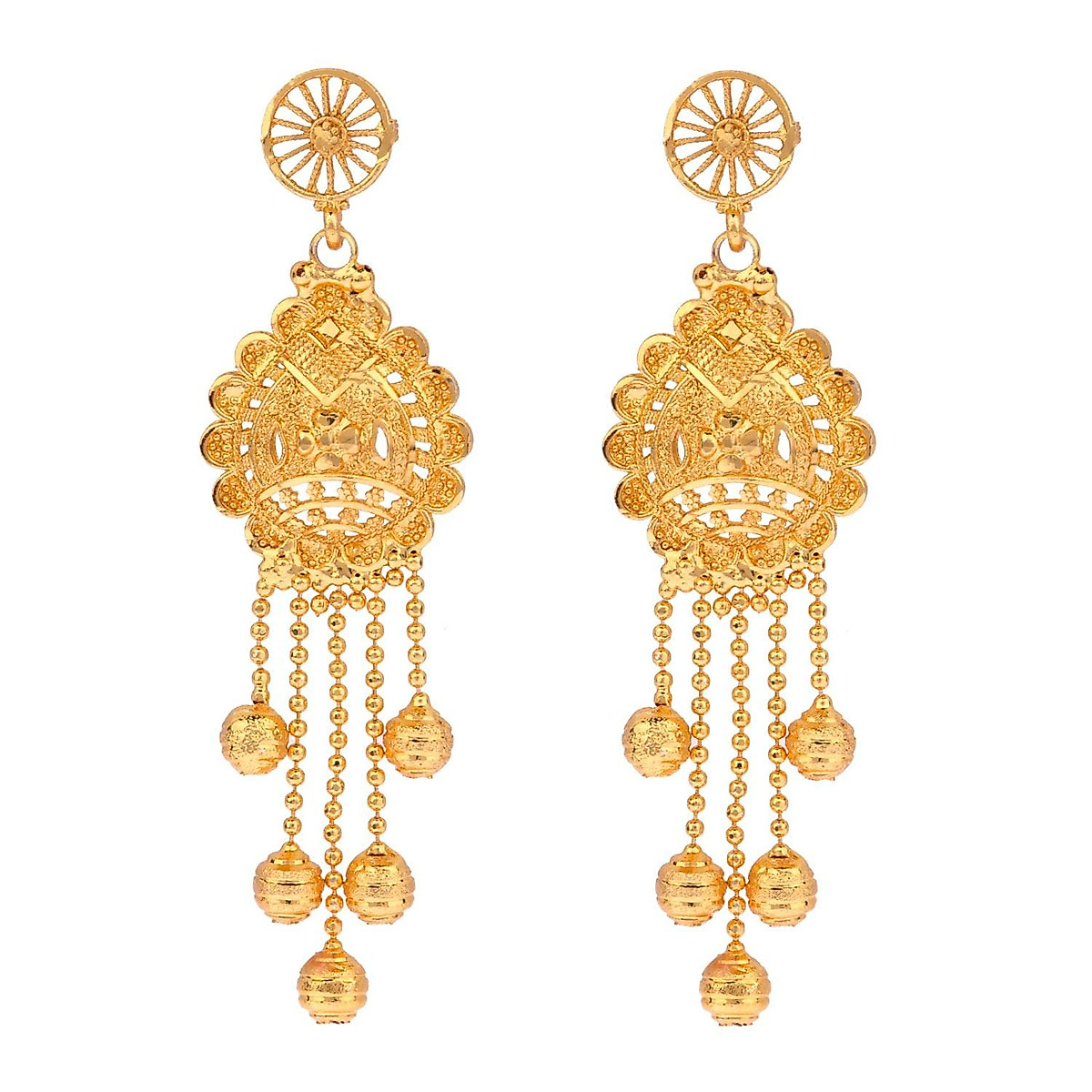 Efulgenz Indian Style Bollywood Fashion Gold Tone Wedding Bridal Pendant Locket Tassel Choker Collar Necklace Earrings Jewelry Set gold