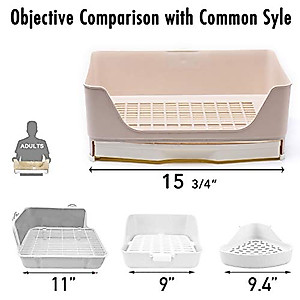 CALPALMY Large Rabbit Litter Box (16" x 11.8" x 6.3") with 4 Bonus Ultra Absorbent Pet Toilet Training Pads - Easy to Clean Rabbit and Guinea Pig Litter Box with Litter Drawer and Free No-Leak Pads