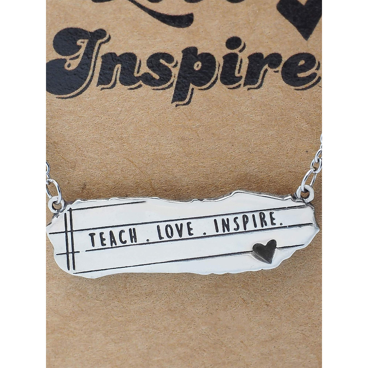 quan jewelry Beautiful Bar Necklace with Pendant, Gift for Teachers, comes with Motivational and Inspirational Quote Greeting Cards