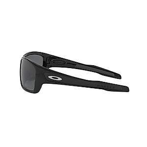 Oakley Men's OO9263 Turbine Rectangular Sunglasses, Polished Black/Prizm Black Polarized, 65 mm