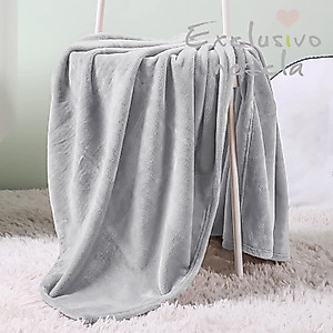 Exclusivo Mezcla Fleece Throw Blanket for Couch, Super Soft and Warm Blankets, Light Grey Throw All Season Use, Cozy, Plush, Lightweight, 30x40 inches