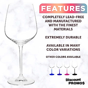 DISCOUNT PROMOS Crystal Wine Glasses 17.5 oz. Set of 12, Bulk Pack - Restaurant Glassware, Perfect for Red Wine or White Wine - Clear