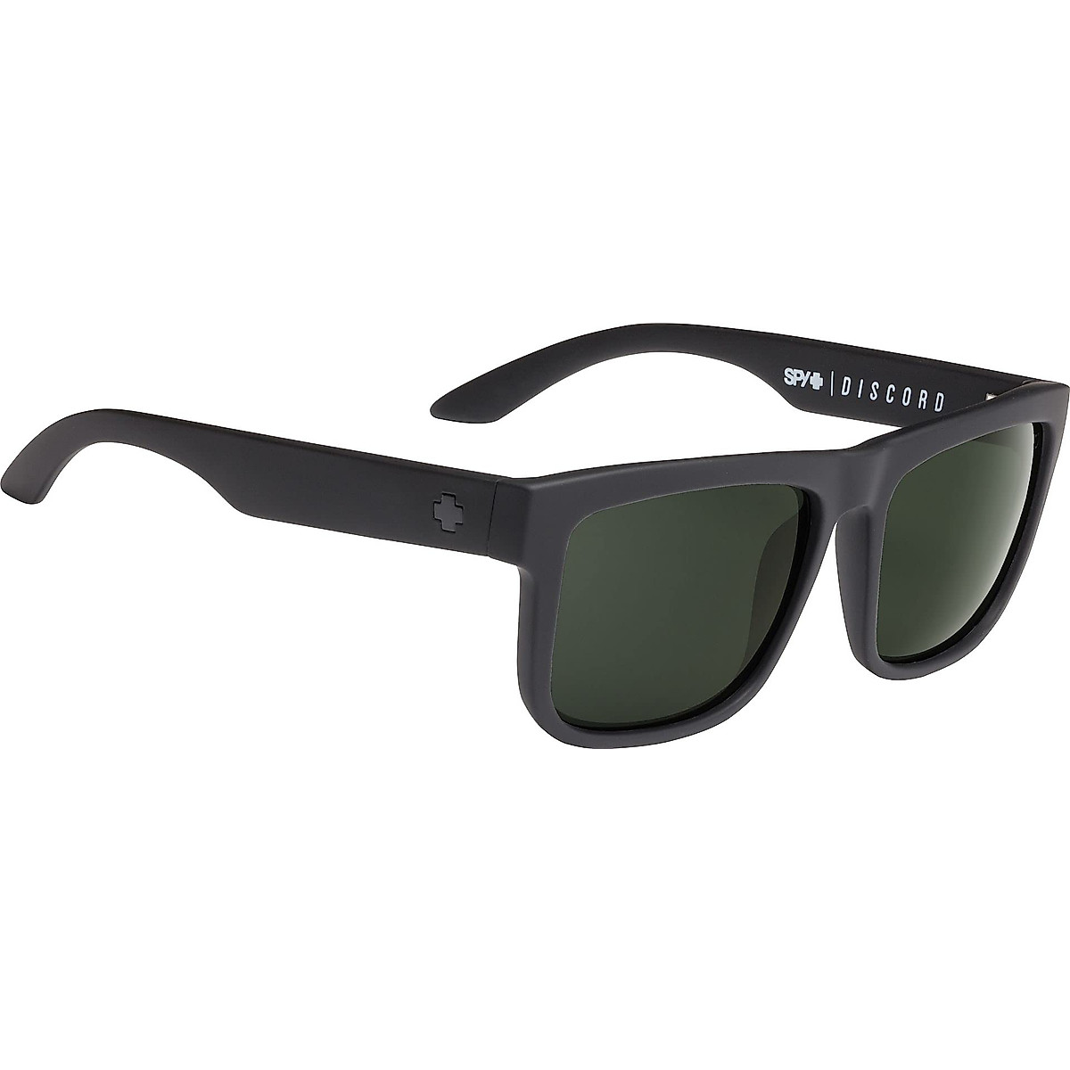 Spy Optic Discord Square Sunglasses, Soft Matte Black/Happy Gray Green, 57 mm