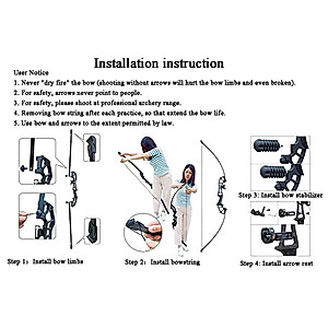 Monsour Archery Recurve Bow and Arrows Set for Adults Metal Riser 51" Longbow Kit Right Hand Straight Bow for Beginner Outdoor Hunting Shooting Practice (Silver 40lb)