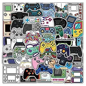 50 Pcs Retro Gamepad Stickers Game Controller Decals for Water Bottle Hydro Flask Laptop Luggage Car Bike Bicycle Vinyl Waterproof Gaming Stickers Pack