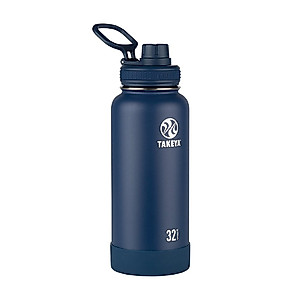 Takeya Actives Insulated Stainless Steel Water Bottle with Spout Lid, 32 Ounce, Midnight Blue & Actives Insulated Stainless Steel Water Bottle with Spout Lid, 32 Ounce, Blush